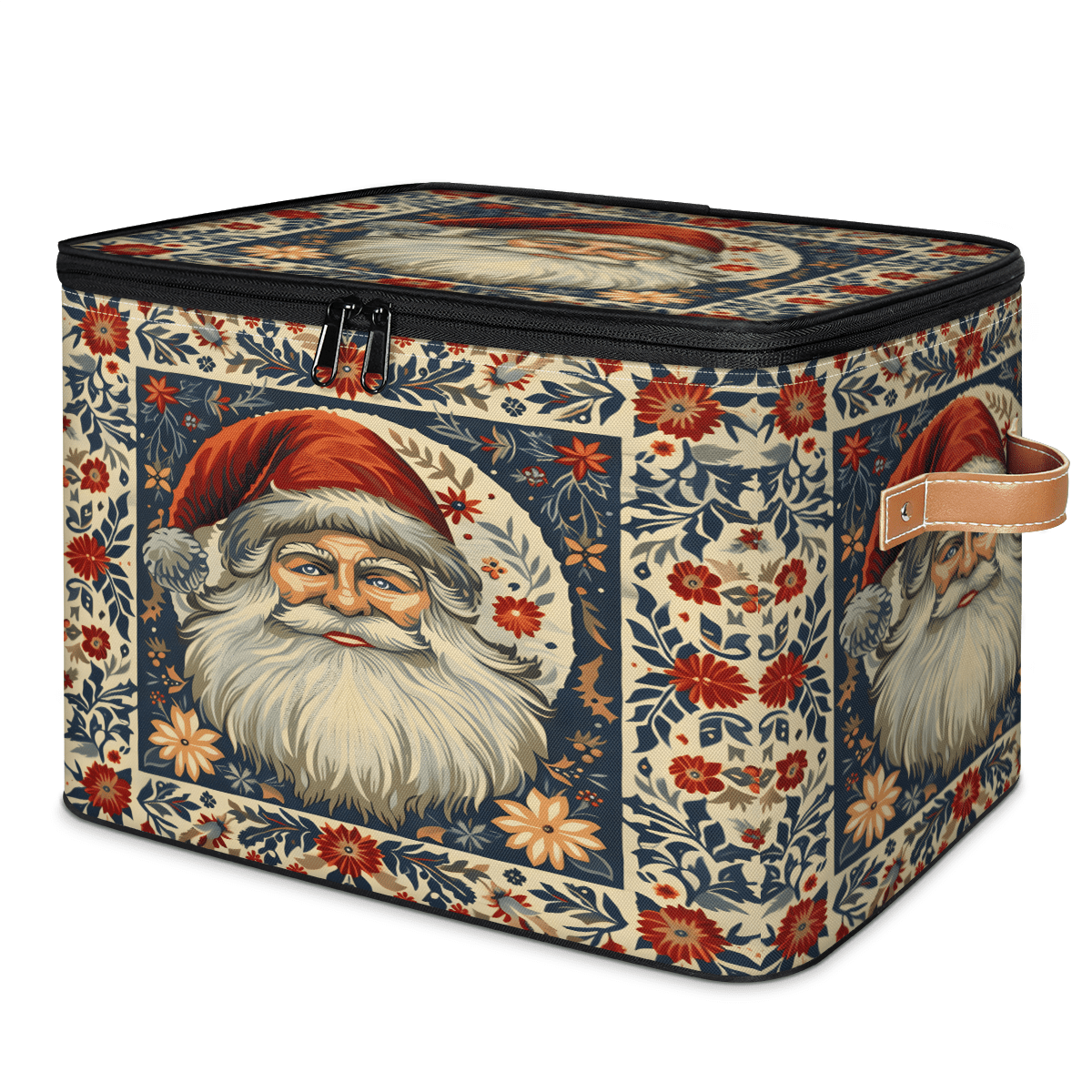 CURLYOOT Vintage Christmas Storage Bins with Zipper Lid Fabric Storage ...
