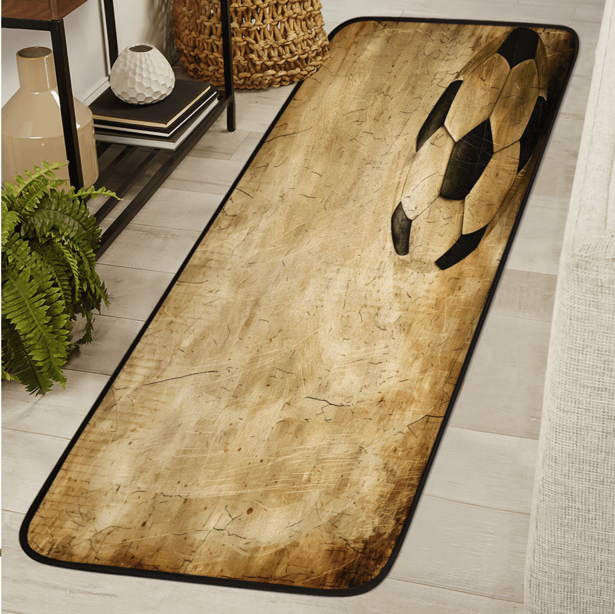 CURLYOOT Vintage Soccer Runner Rug 2'x6' Washable Kitchen Runner Rug ...
