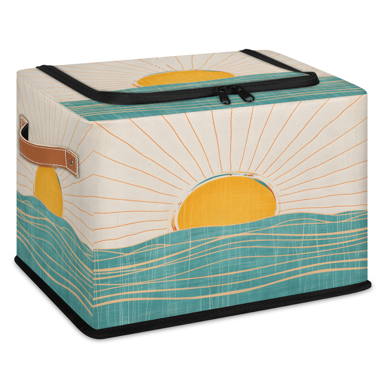 CURLYOOT Vintage Sun Storage Bin With Zipper Lid, Foldable Clothes ...