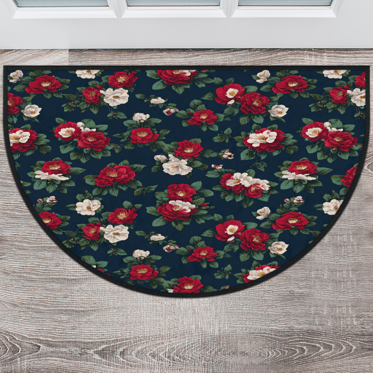 CURLYOOT Vintage Wildflower Half Round Door Mat 24'' x 36'', Indoor ...