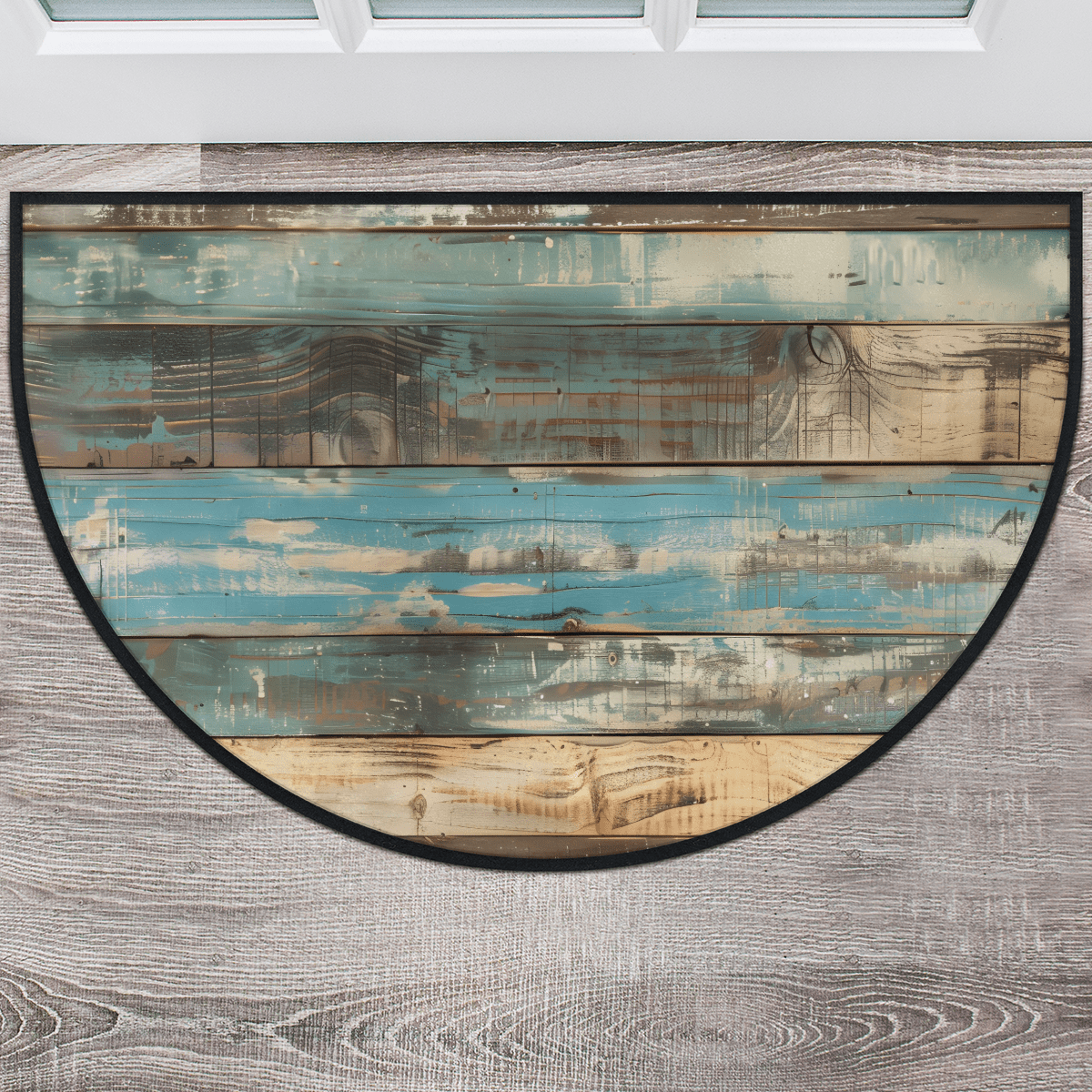 CURLYOOT Vintage Wood Barn Half Round Door Mat, Indoor Outdoor Entrance ...