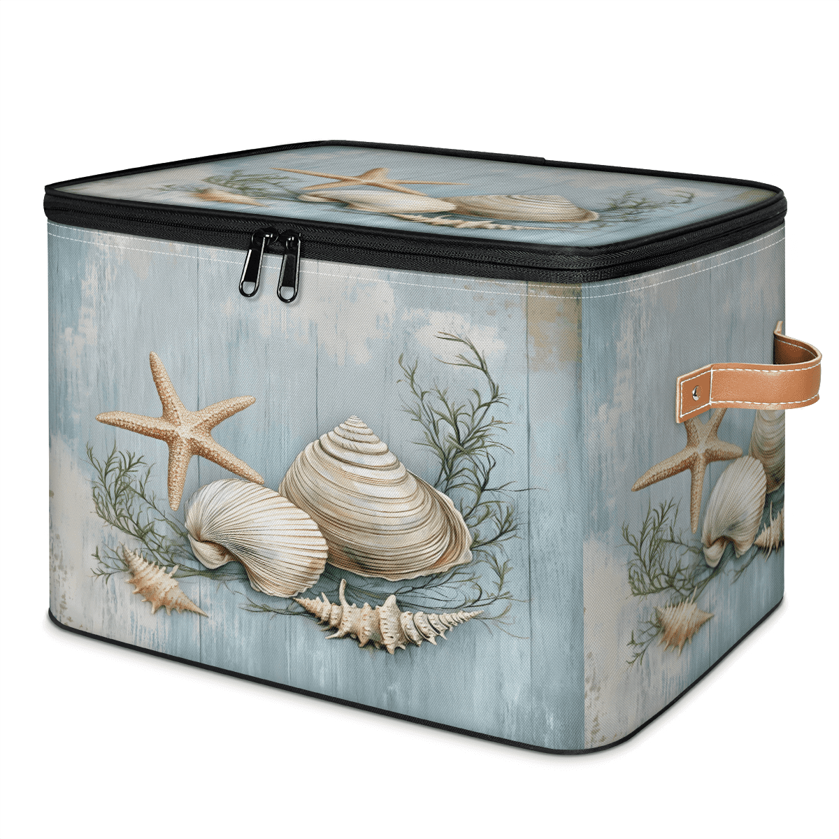 CURLYOOT Vintage Wood Nautical Coastal Starfish Storage Bins with Lid ...