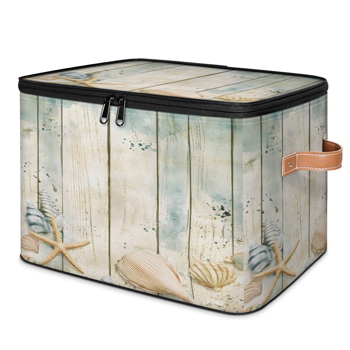 CURLYOOT Vintage Wood Ocean Nautical Coastal Starfish Storage Bins with ...