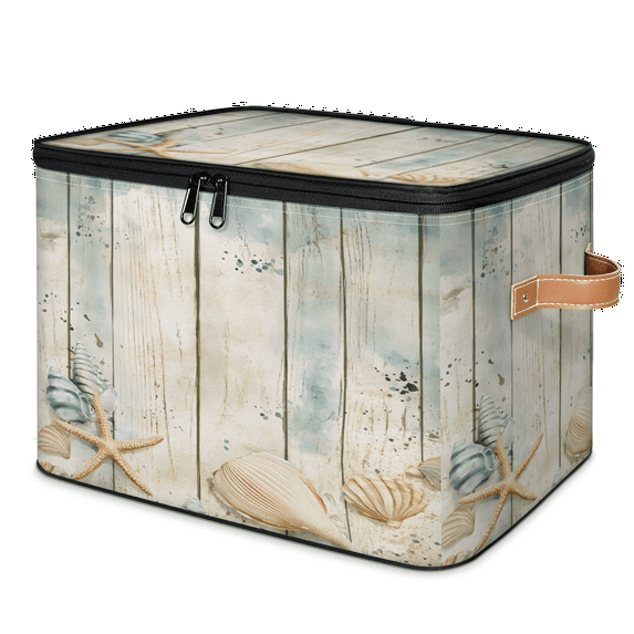 CURLYOOT Vintage Wood Ocean Nautical Coastal Starfish Storage Bins with ...