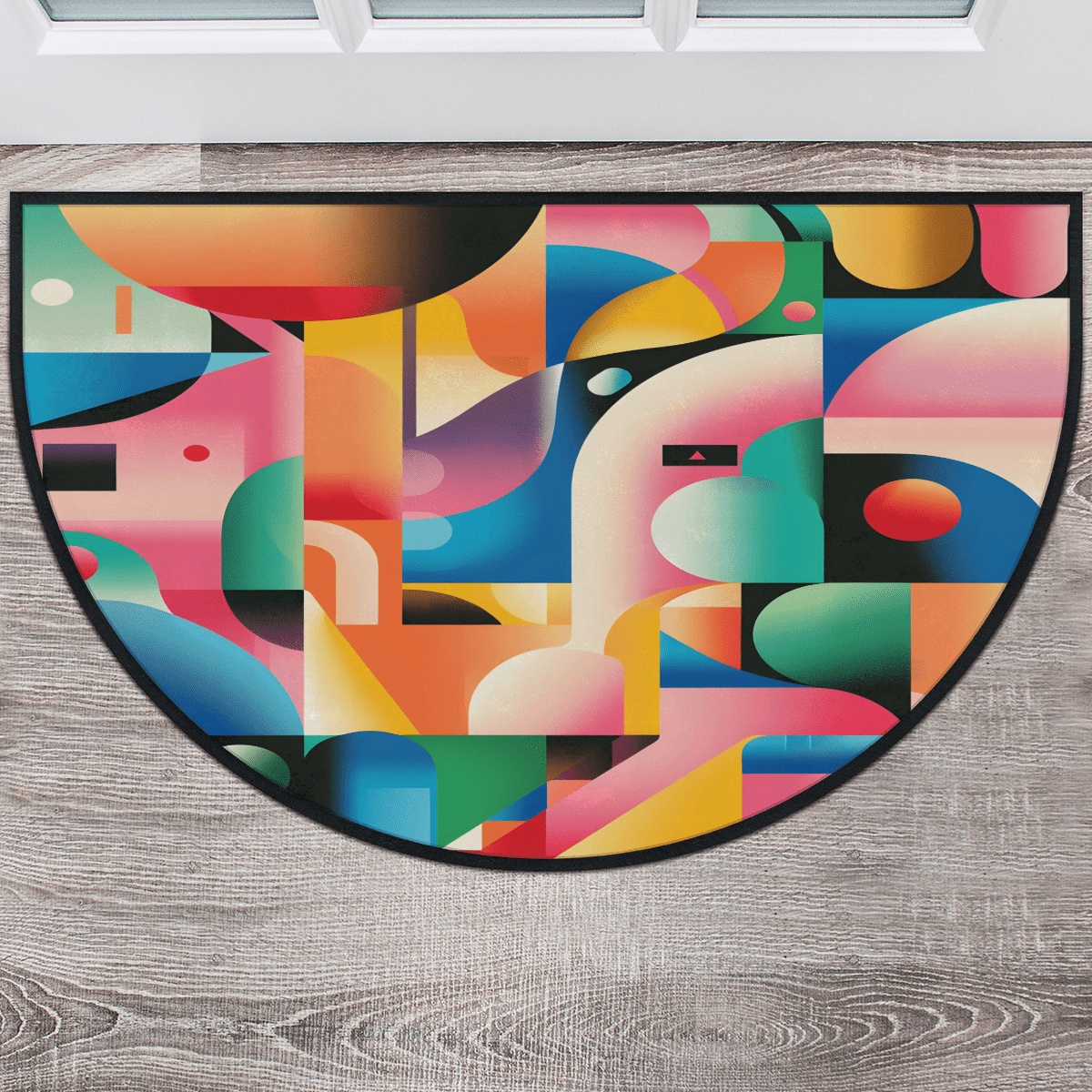 CURLYOOT Watercolor Abstract Half Round Door Mat 40'' x 63'', Indoor ...