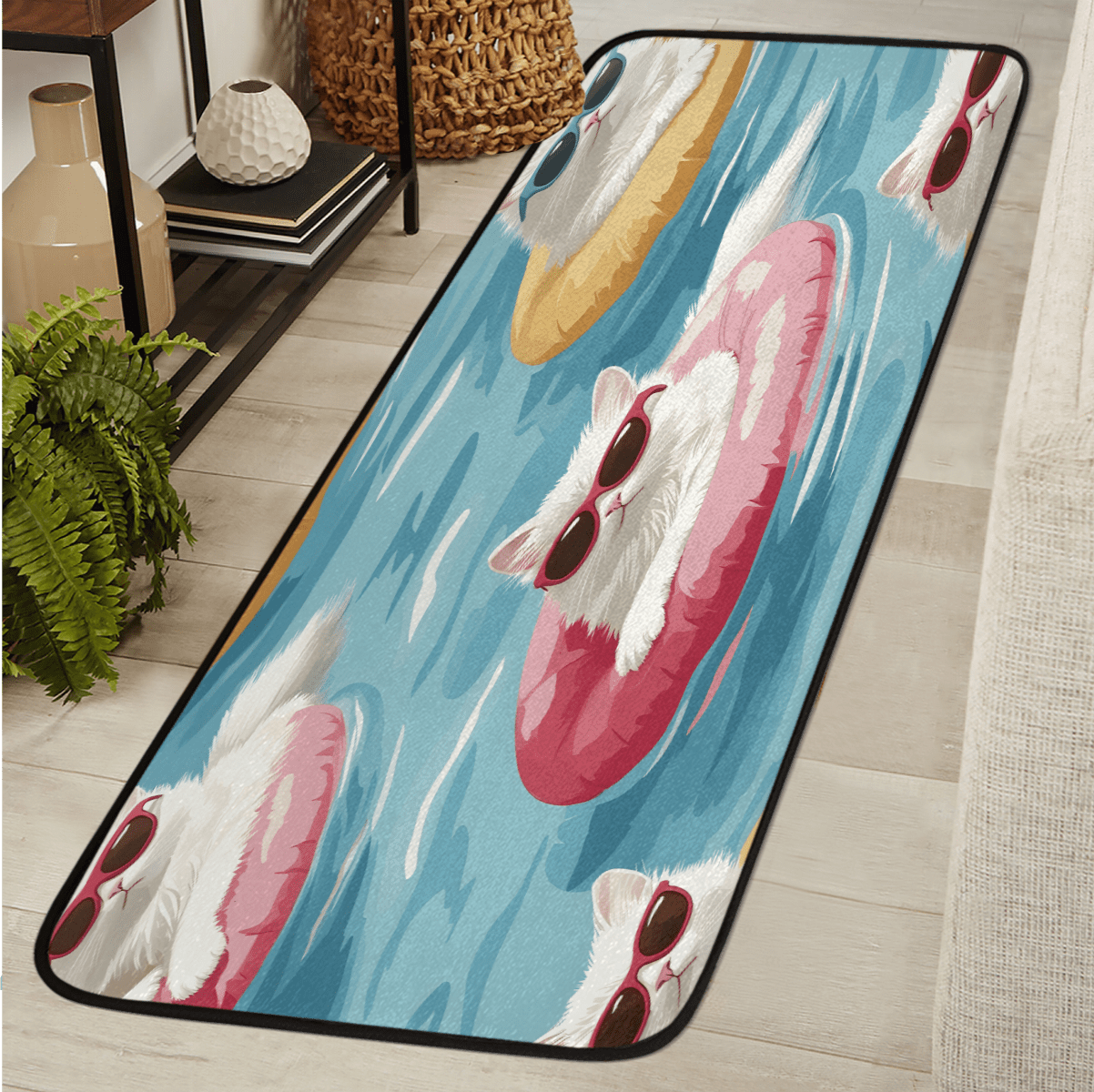 CURLYOOT White Cats Runner Rug 2'x6' Washable Kitchen Runner Rug Indoor ...