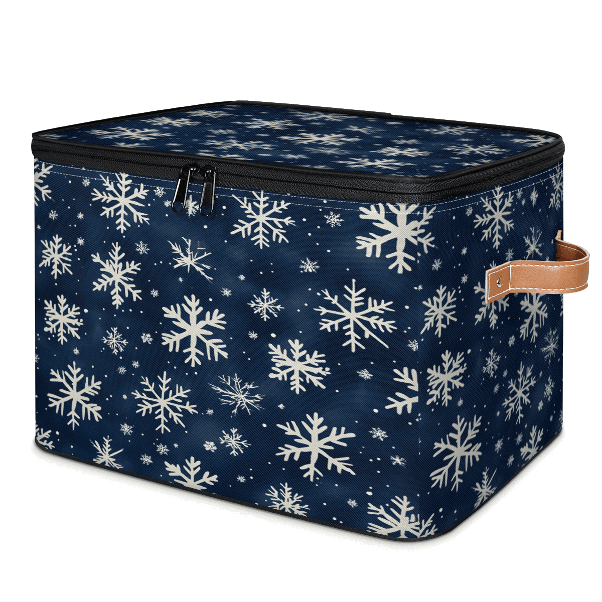 CURLYOOT Winter Snowflakes Storage Bins with Zipper Lid Fabric Storage ...
