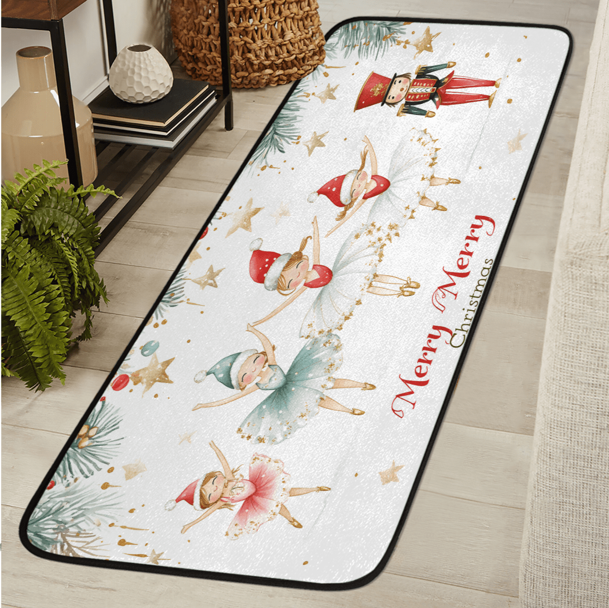 CURLYOOT Xmas Cartoon Nutcrackers Colorful Runner Rug 2'x6' Washable ...