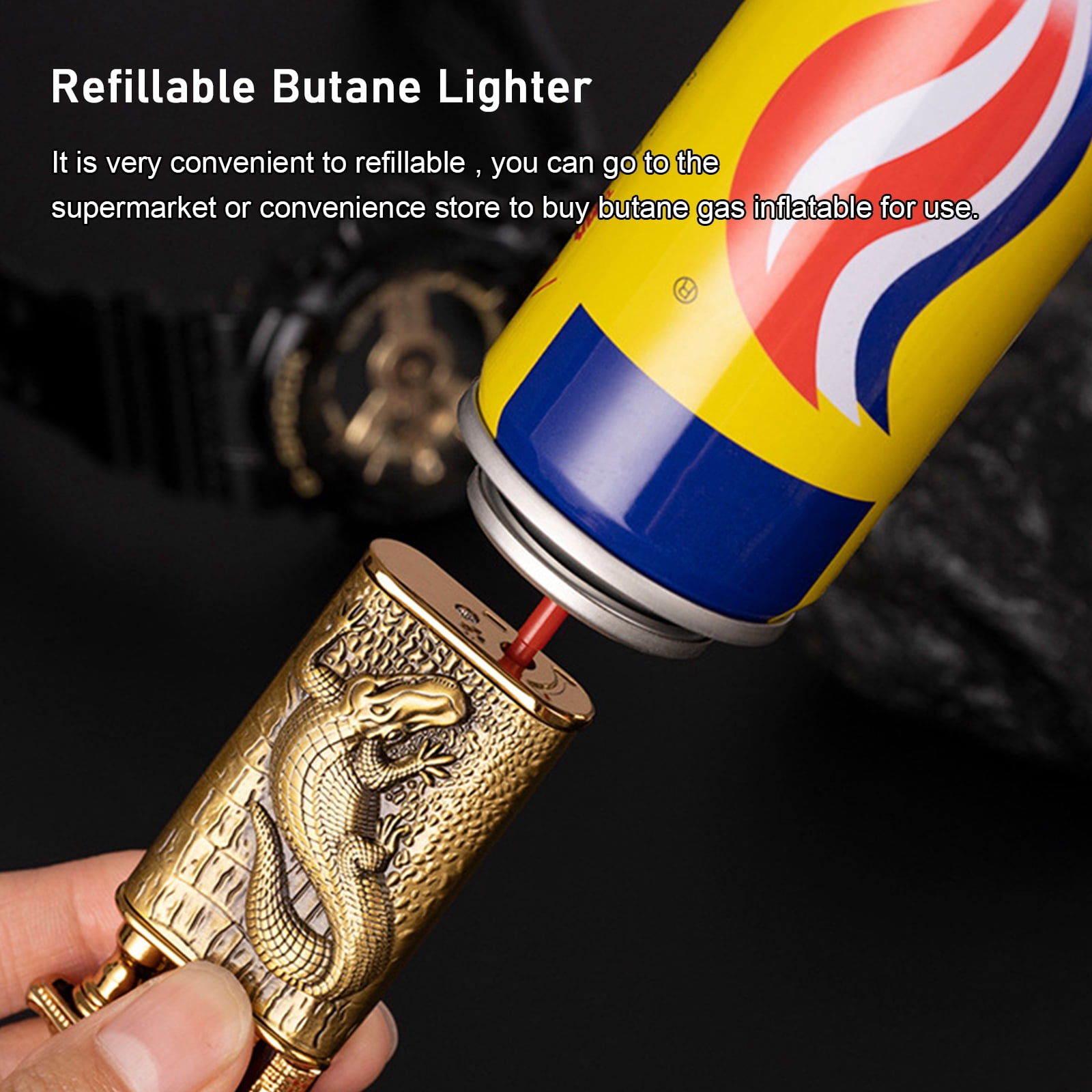 CURNRN Windproof Cool Dragon Design Magic Dual Flame Torch Lighter with ...