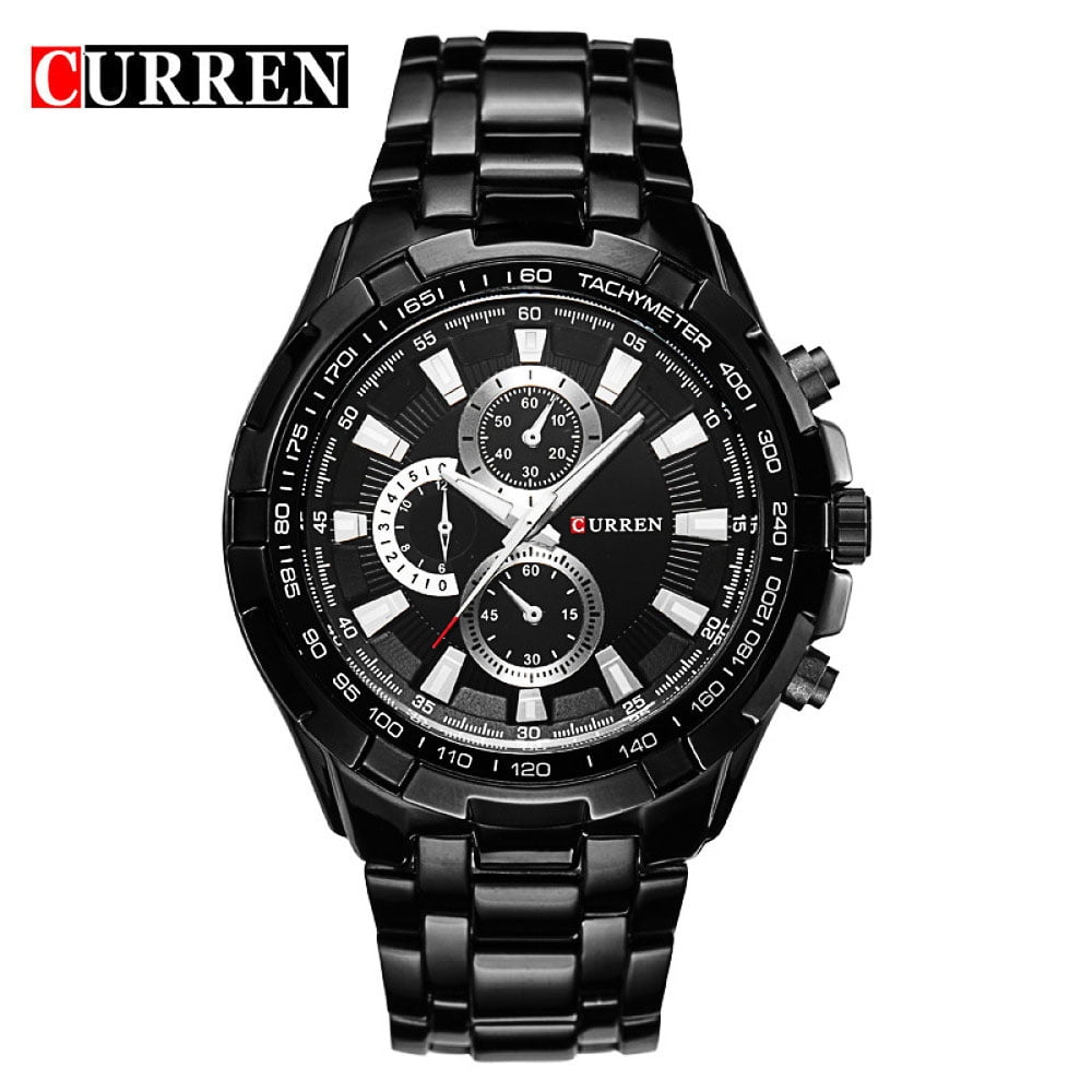CURREN 8023 Men Black Business Quartz Waterproof Stainless Steel Sports ...