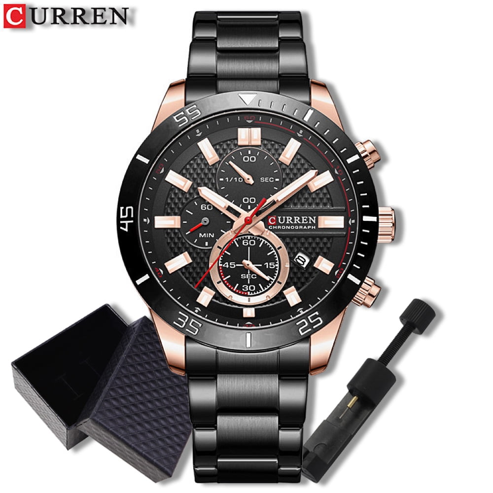 CURREN 8417 Man Black Chronograph Quartz Waterproof Luminous Watch for ...