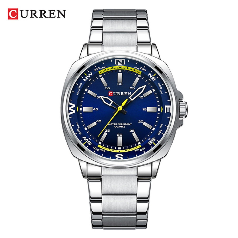CURREN 8455 Men Dark Blue Quartz Waterproof Stainless Steel Sports ...