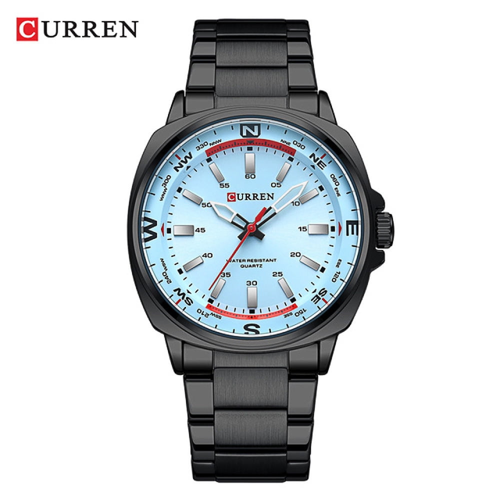 CURREN 8455 Men Ice Blue Quartz Waterproof Stainless Steel Sports Watch ...