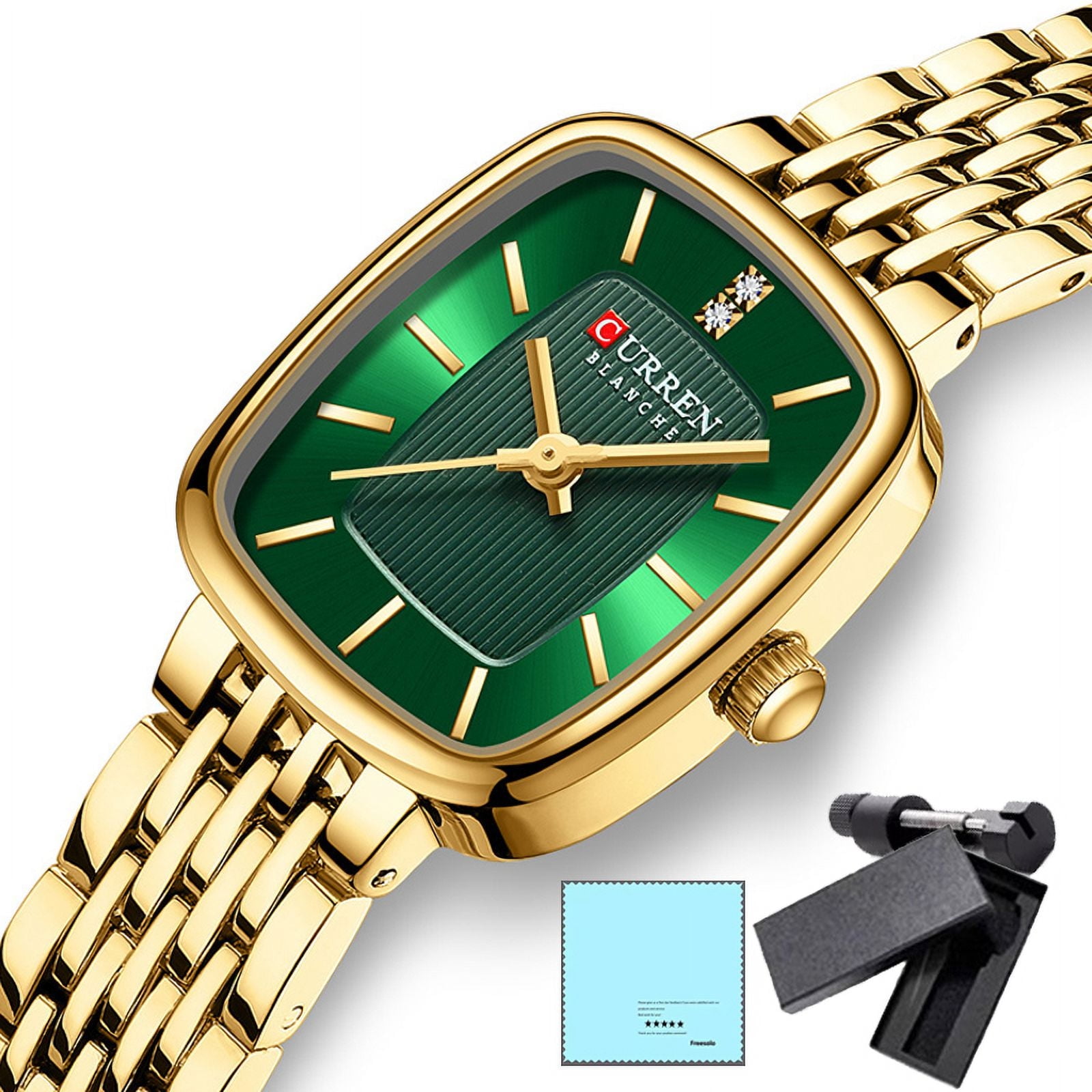 CURREN Fashion Quartz Women Watch Simple Elegant Square Dial Gold ...