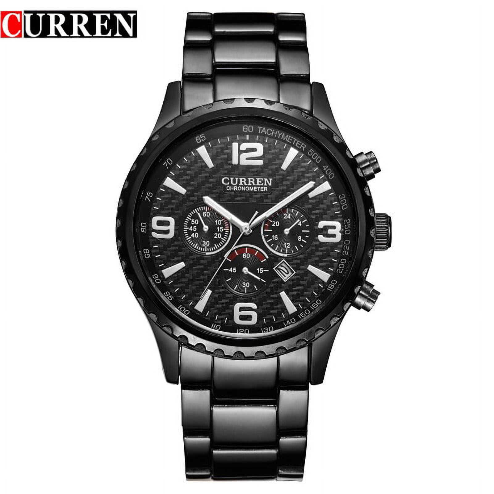 CURREN New Fashion Black Stainless Full Steel Strap Relogio Male Clock ...