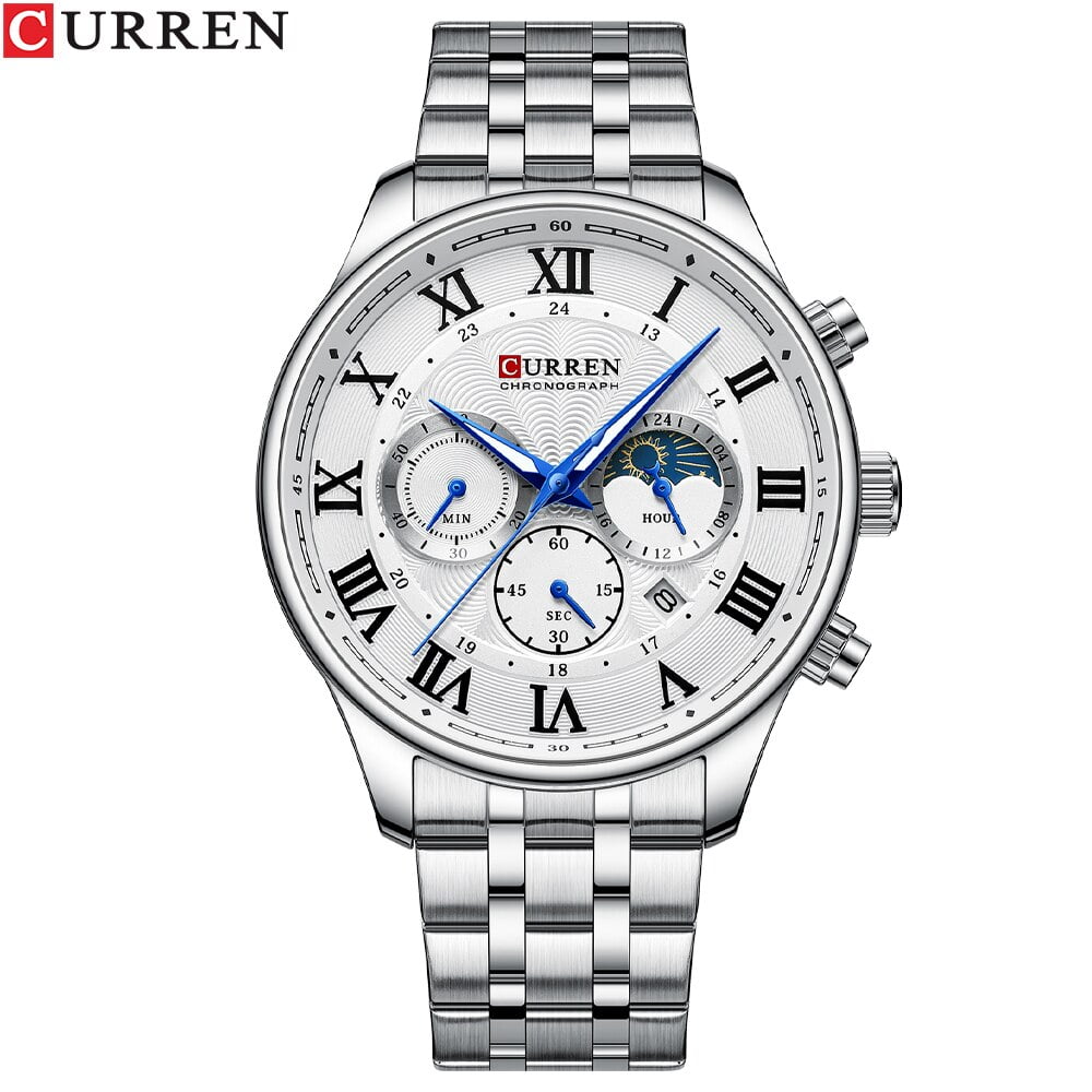 CURREN Original Quartz Watch with Date Luxury Stainless Steel Fashion ...
