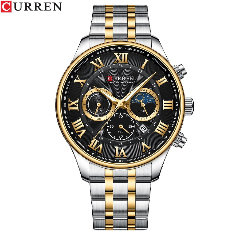 CURREN Original Quartz Watch with Date Luxury Stainless Steel Fashion ...
