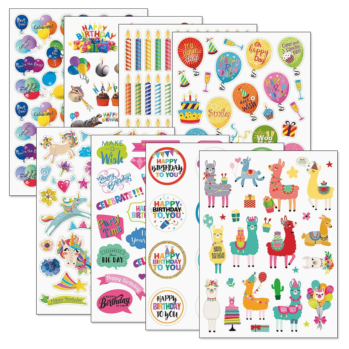 CURRENT Birthday Stickers Value Pack - 8 Sheets, 8.5 inches x 11 inches ...