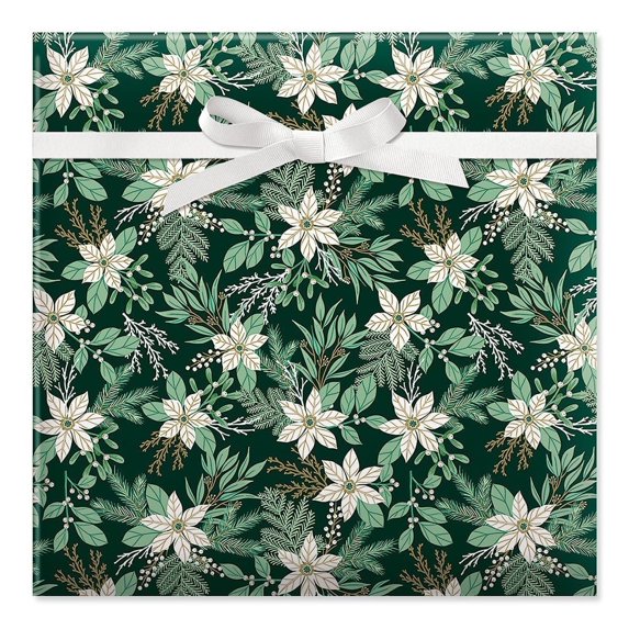 Current Winter Poinsettia Floral Christmas Jumbo Wrapping Paper Roll ...
