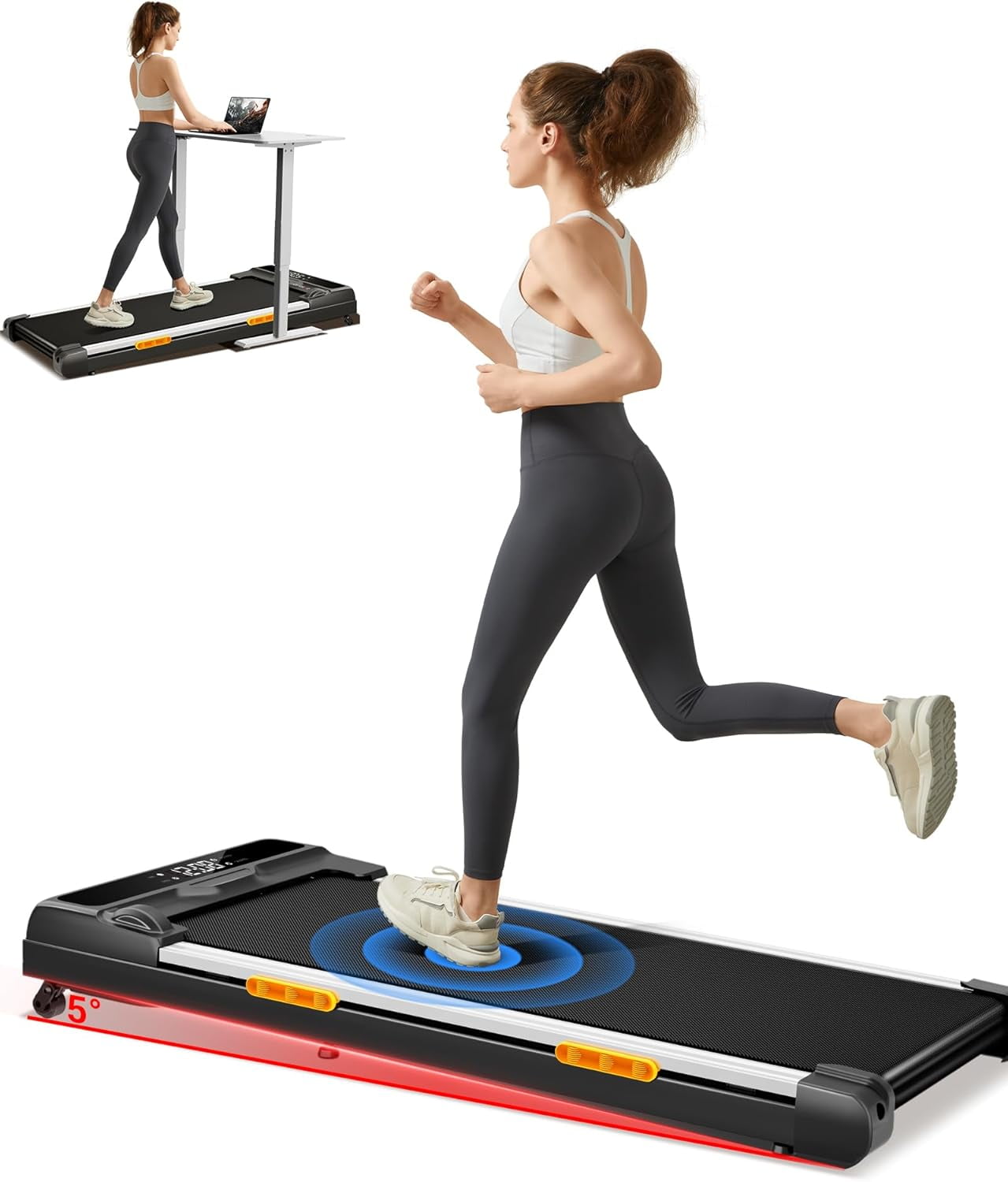 CURSOR FITNESS Walking Pad Treadmill with Incline, Under Desk Treadmill ...