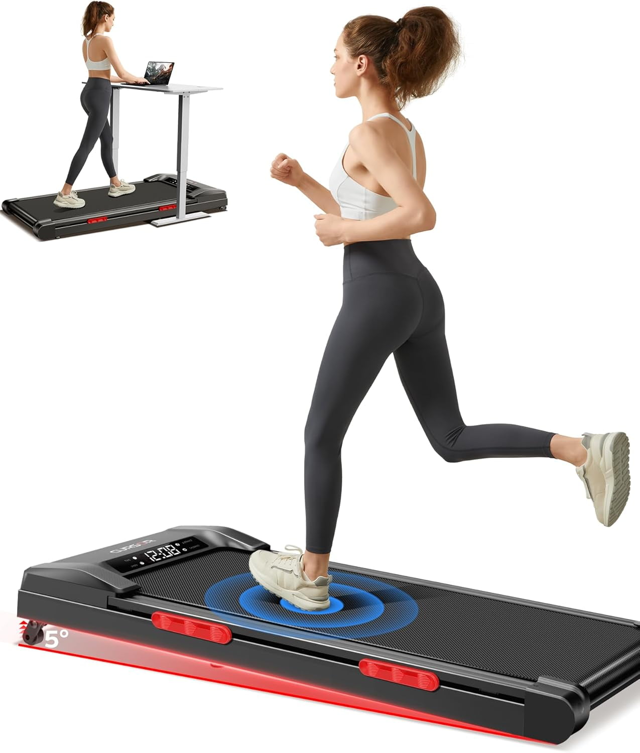 CURSOR FITNESS Walking Pad Treadmill with Incline, Under Desk Treadmill ...