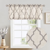Curtainking Semi-Sheer Valance, Flax Linen, Light Filtering, Rod Pocket ...