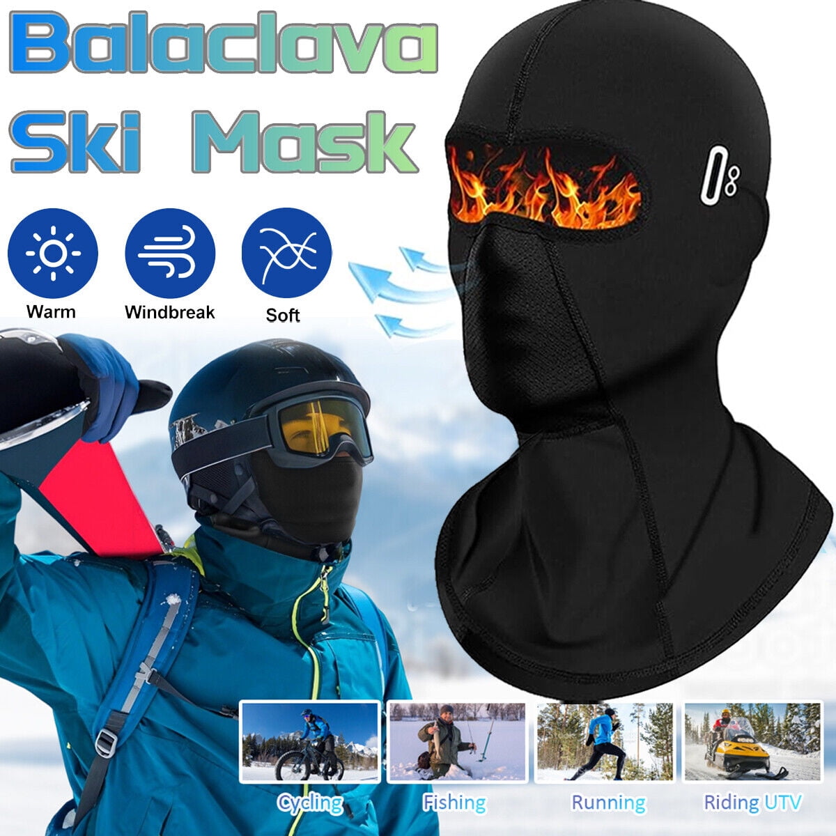 CURUK 1PC Unisex Balaclava Full Face Mask Fleece Windproof Neck Warm ...