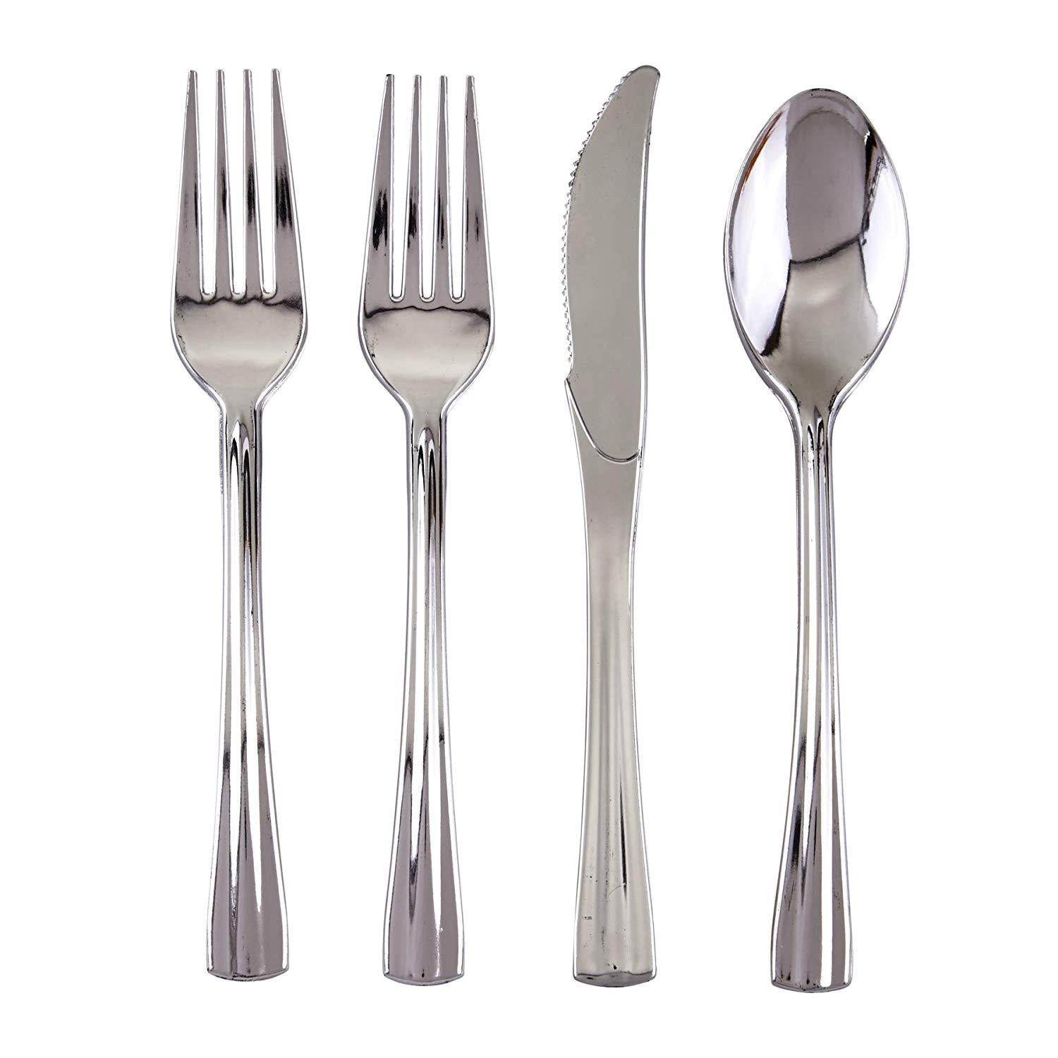 Curve Collection Disposable Flatware Set | 96 pc | 48 Forks, 24 Knives ...