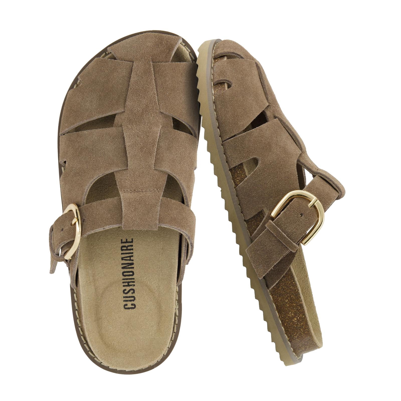 Cushionaire Benson Fisherman Sandals for Women – Suede Slip On Closed ...