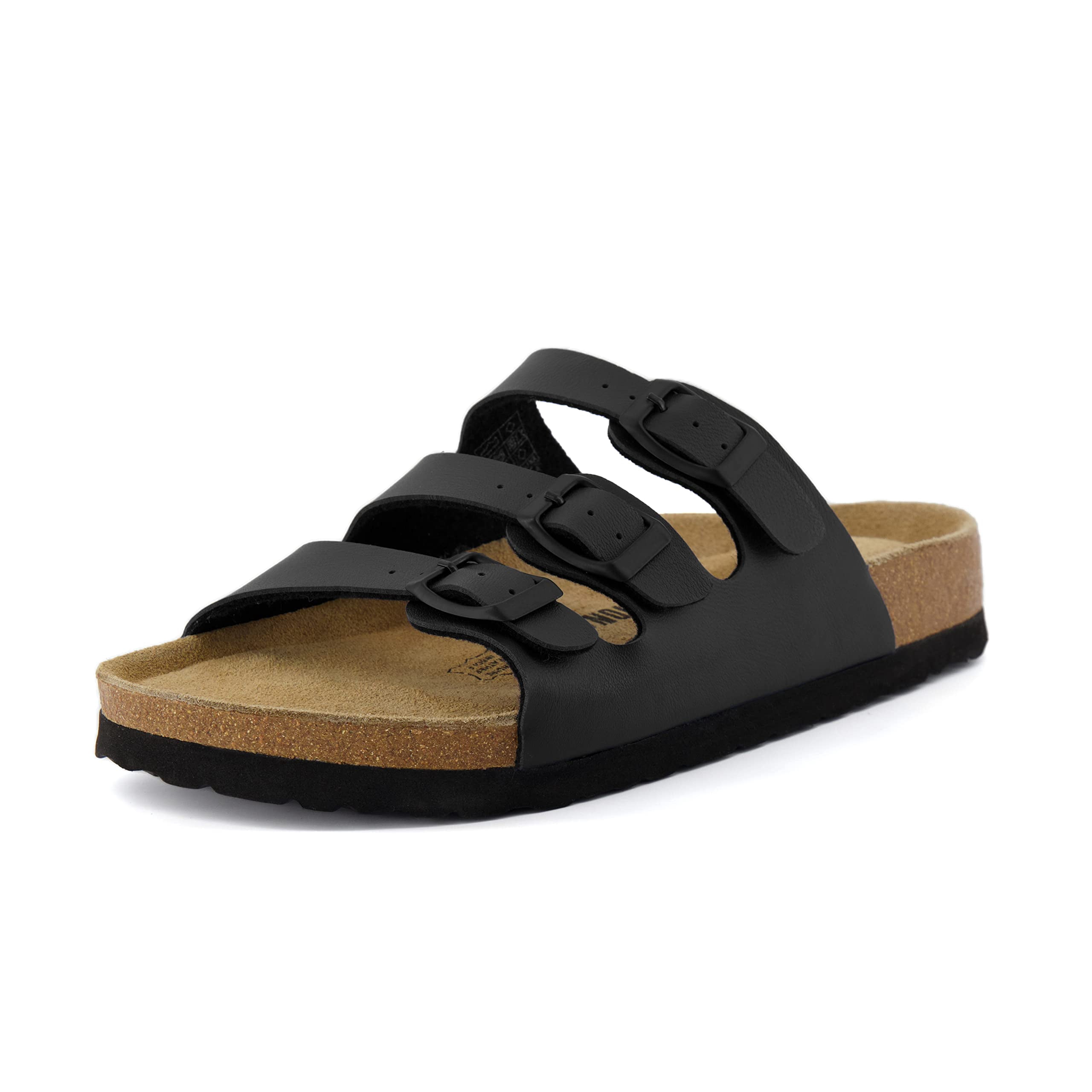 CUSHIONAIRE Women's Lela Cork footbed Sandal with +Comfort, Black Nappa ...