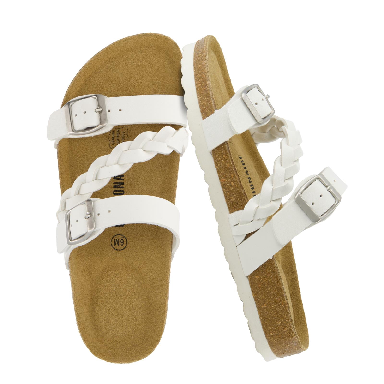 Cushionaire Lizzy Cork Footbed Womens Sandals - Comfortable Braided ...
