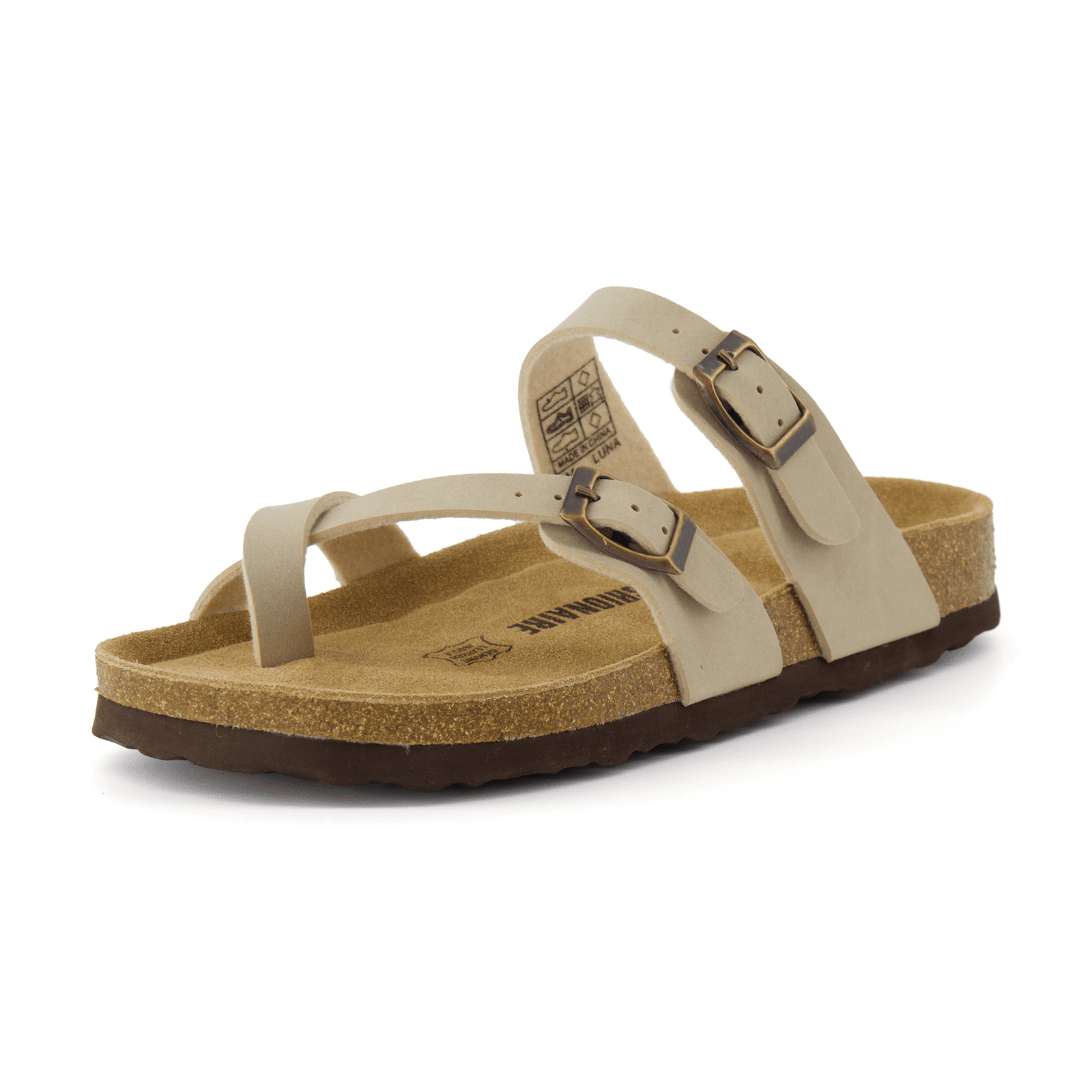 Cushionaire Women's Luna Cork Footbed Sandals with +Comfort, Wide ...
