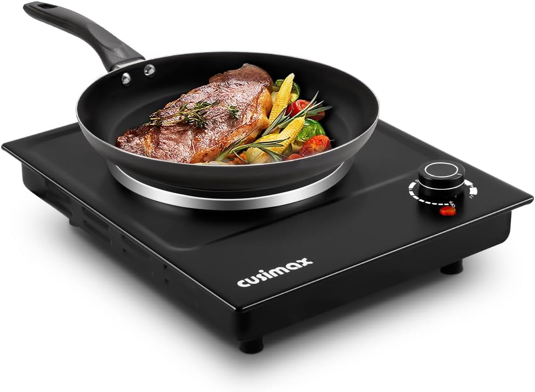 CUSIMAX 1800W Ceramic Electric Hot Plate for Cooking, Dual Control ...