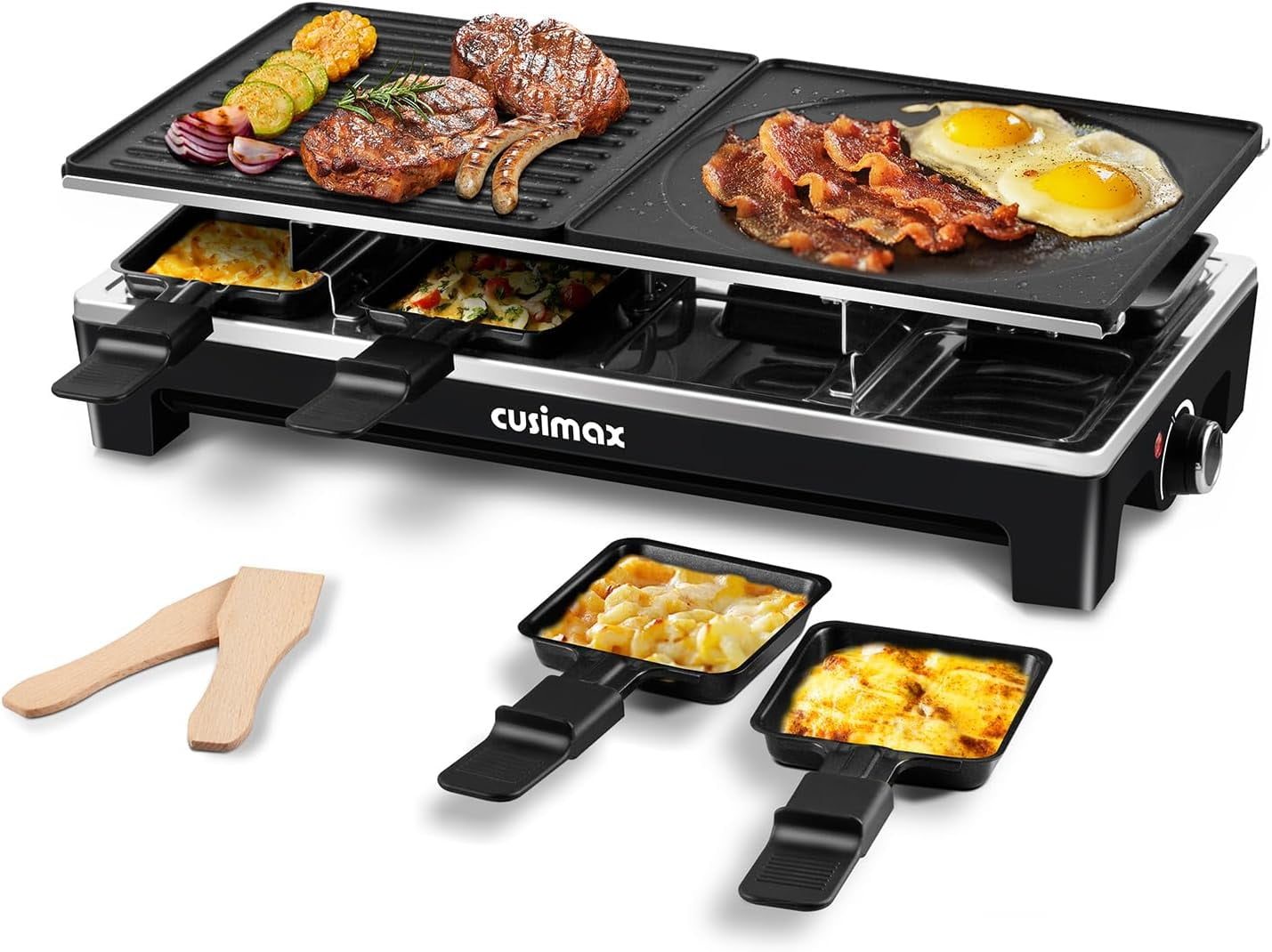 CUSIMAX Raclette Grill Electric Grill Table Portable 2 in 1 Korean BBQ ...