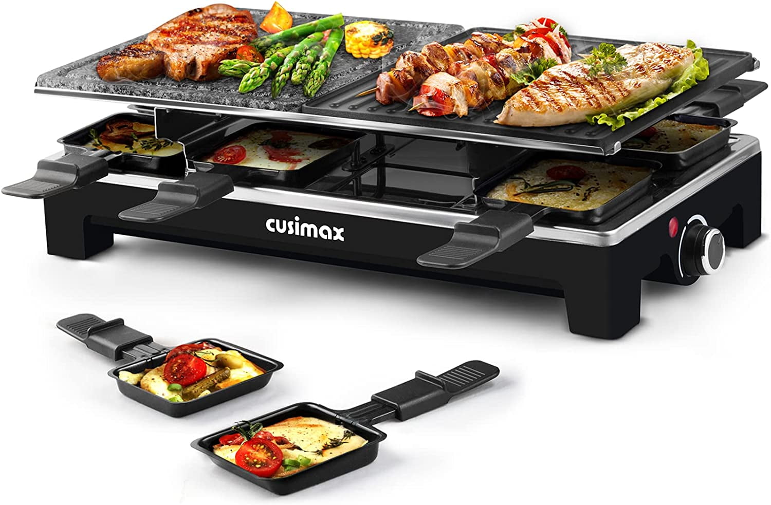 CUSIMAX Raclette Grill Electric Grill Table Portable 2 in 1 Korean BBQ ...