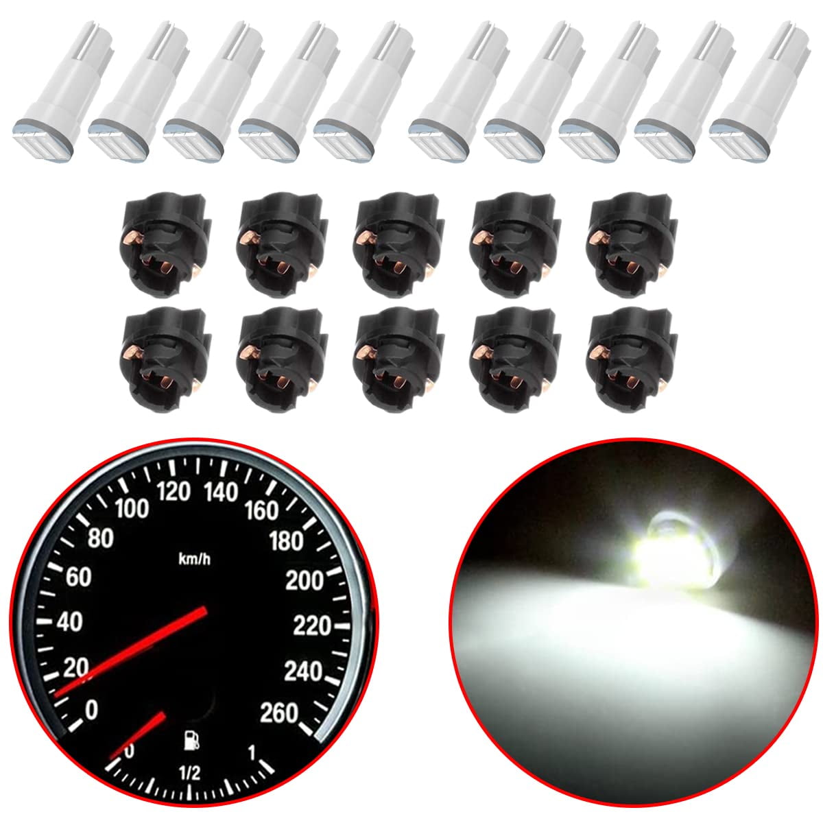 CUSMME 10-Pack T5 LED DHF10 Bulb, Super White 74 73 2723 70 37 2721 ...