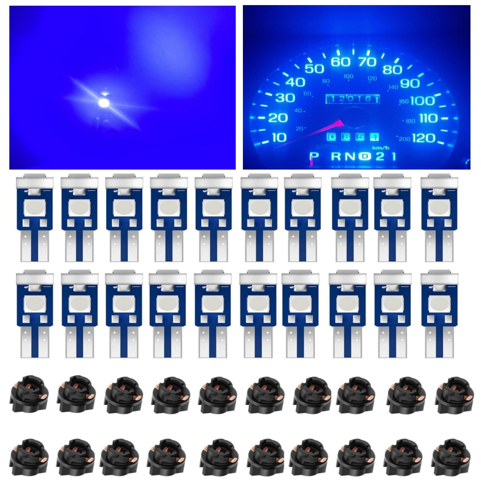 CUSMME Led Bulb Dash Lights Super Blue Bright, T5 74 37 LED Bulb with ...