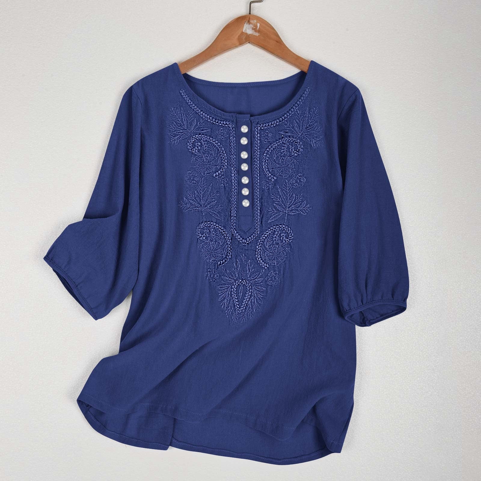 CUSTG Casual Blouses For Women Simple Solid Color Short Sleeve Summer ...