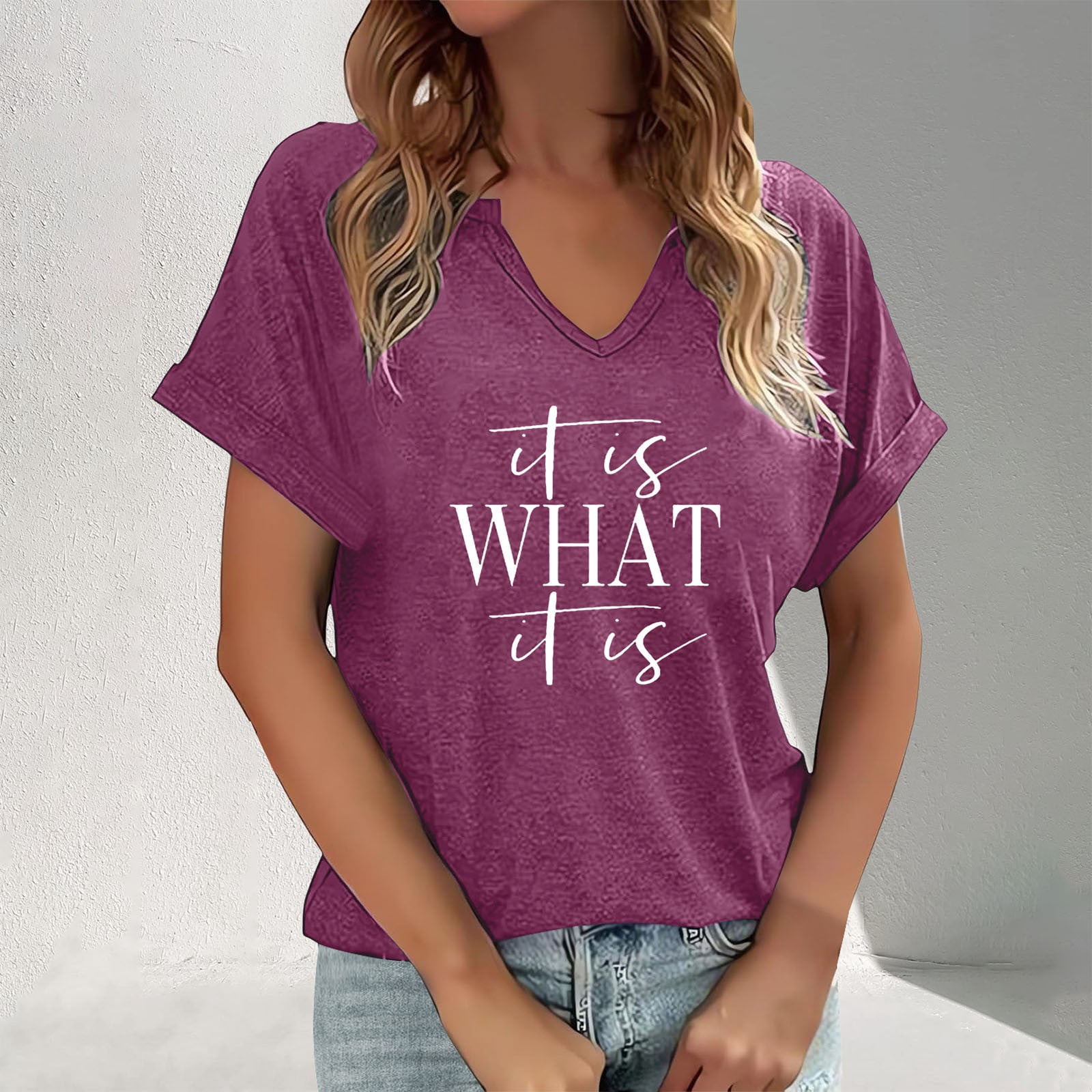 CUSTG Casual T-Shirts For Women Summer Crew Neck Short Sleeve Graphic ...