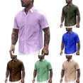 CUSTG Men Blouse Dress Shirts Short Sleeve Slim Fit Business Casual ...