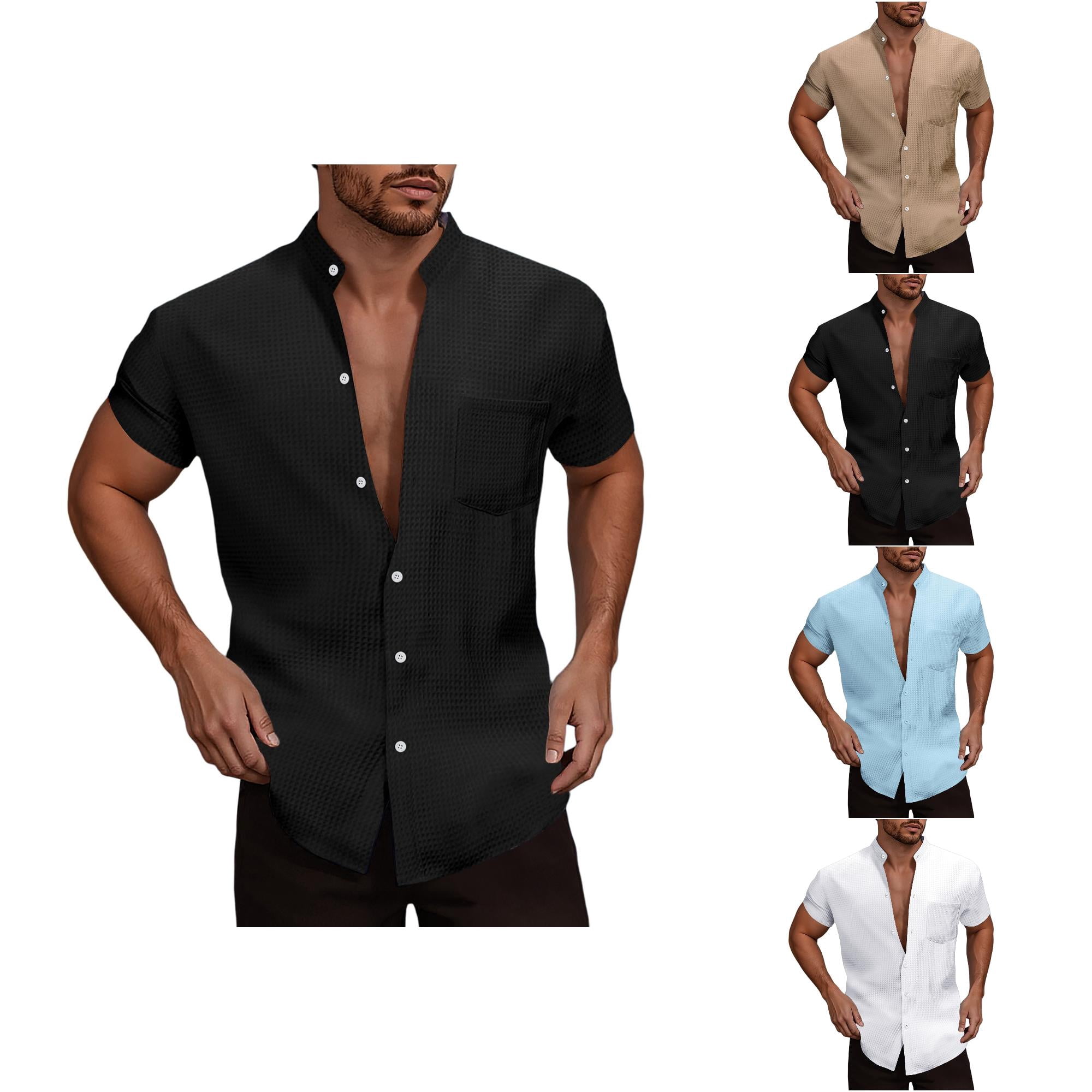 CUSTG Men Blouse Summer Man's Beach Refreshing Casual Fashion Short ...