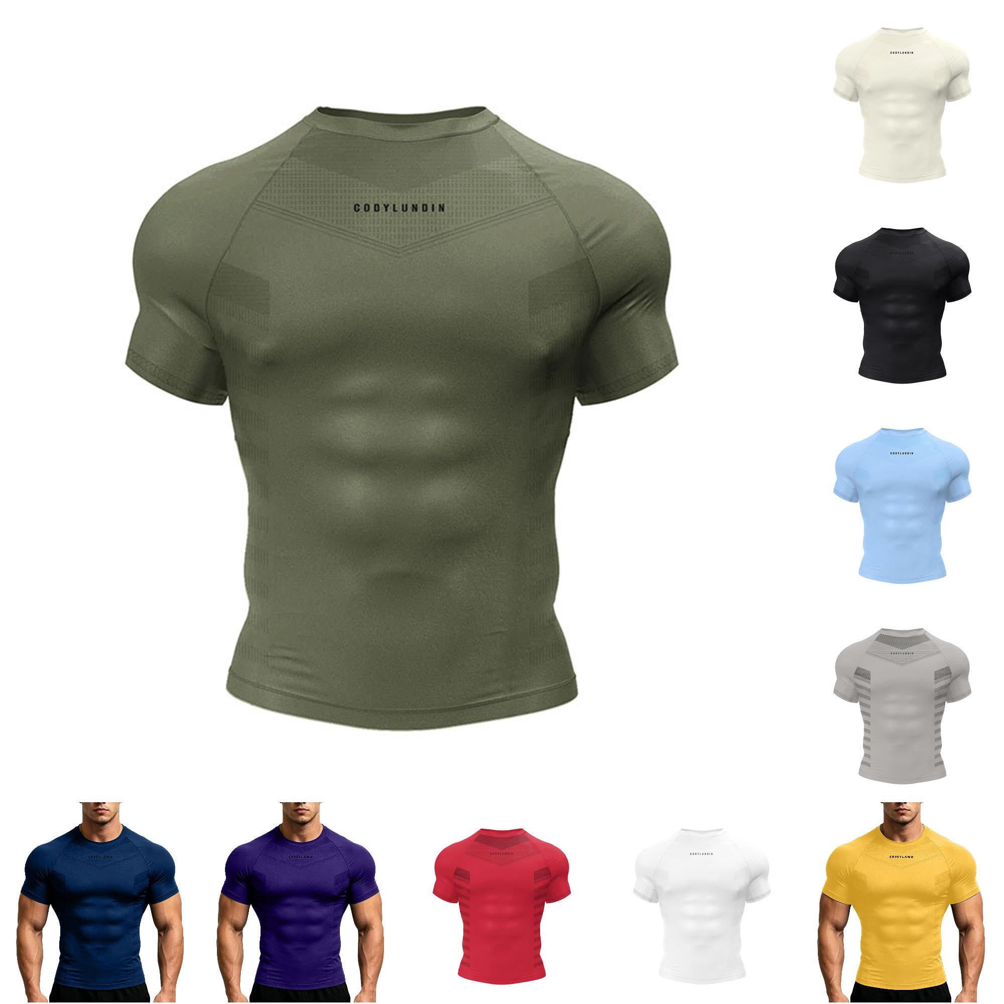 CUSTG Men Tshirts Breathable Solid Color Tee For Wicking Short Sleeve ...