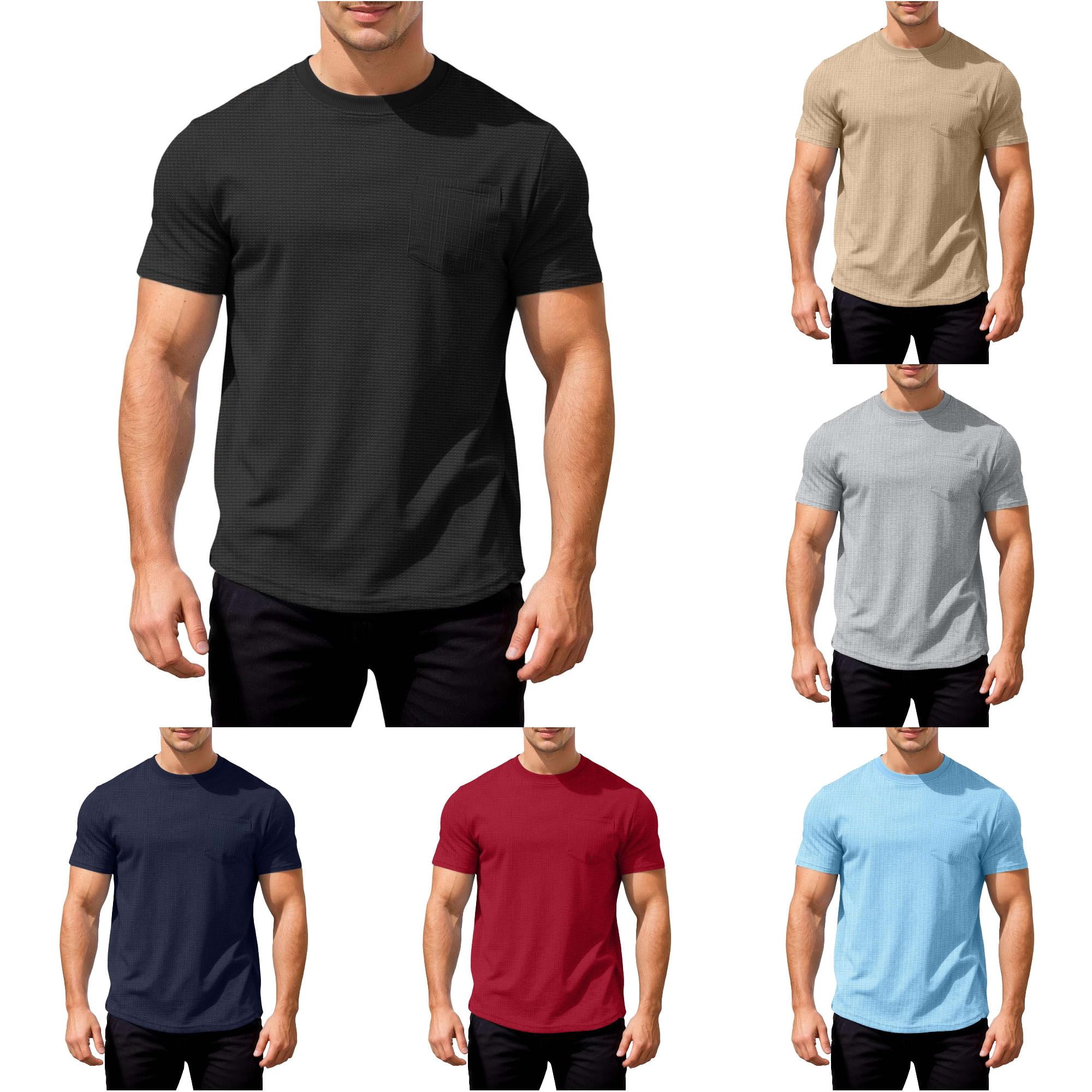 CUSTG Men Tshirts Casual Loose Fit Breathable Pocket T Shirt Short ...