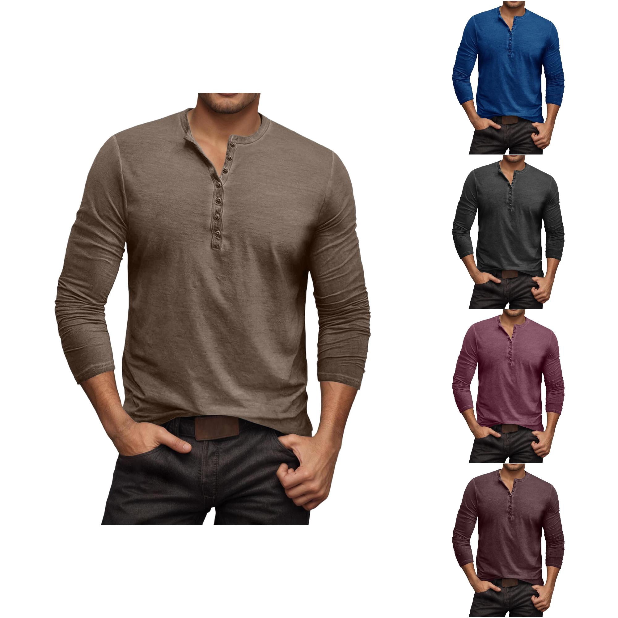 CUSTG Men Tshirts Slim Fit Tie Dye Long Sleeve Shirt With Button ...