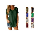 CUSTG Women Blouses Summer Short Sleeve Loose Fit Solid Color Tops ...