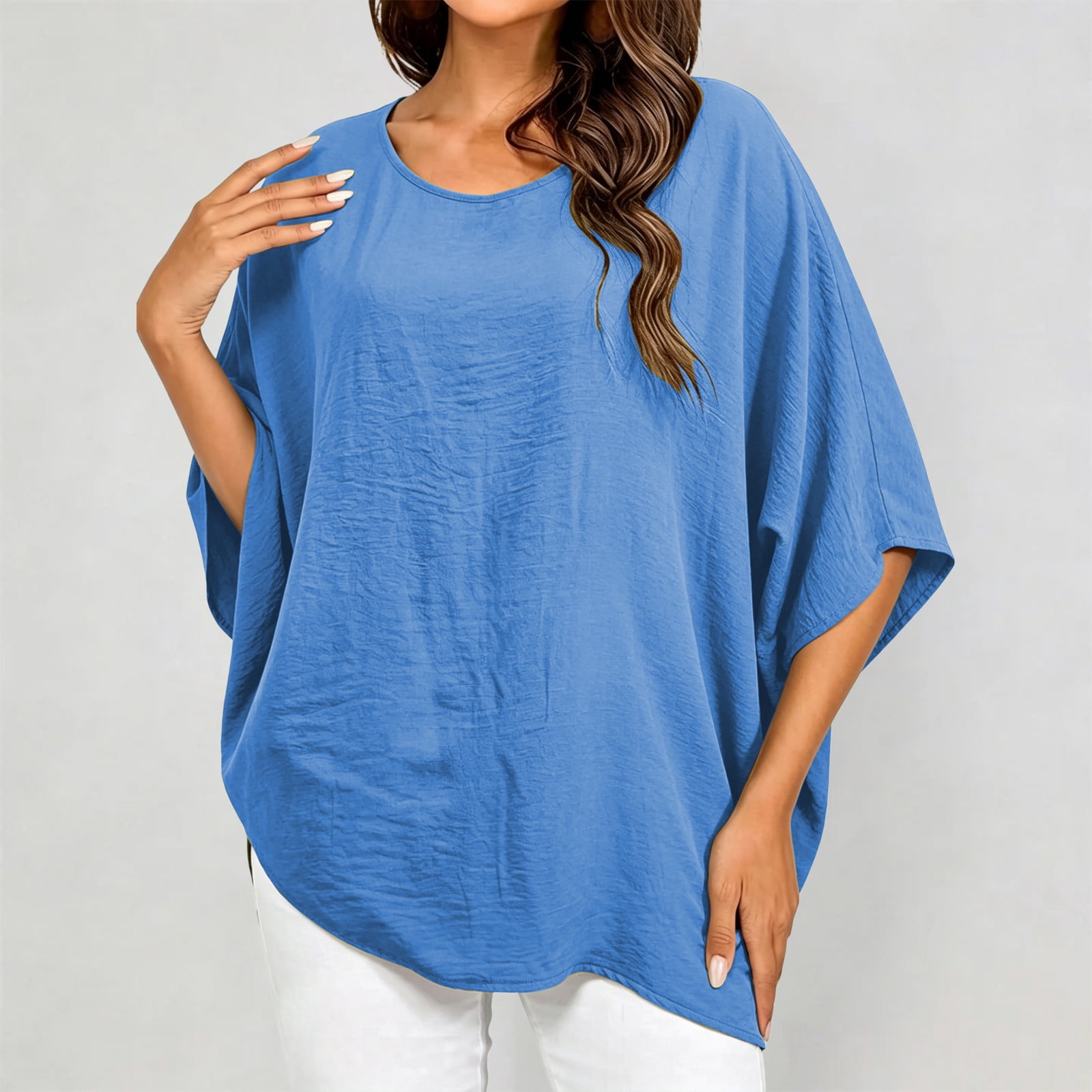 CUSTG Women Casual Shirts Summer Asymmetrical Shirt Fashion Solid Color ...