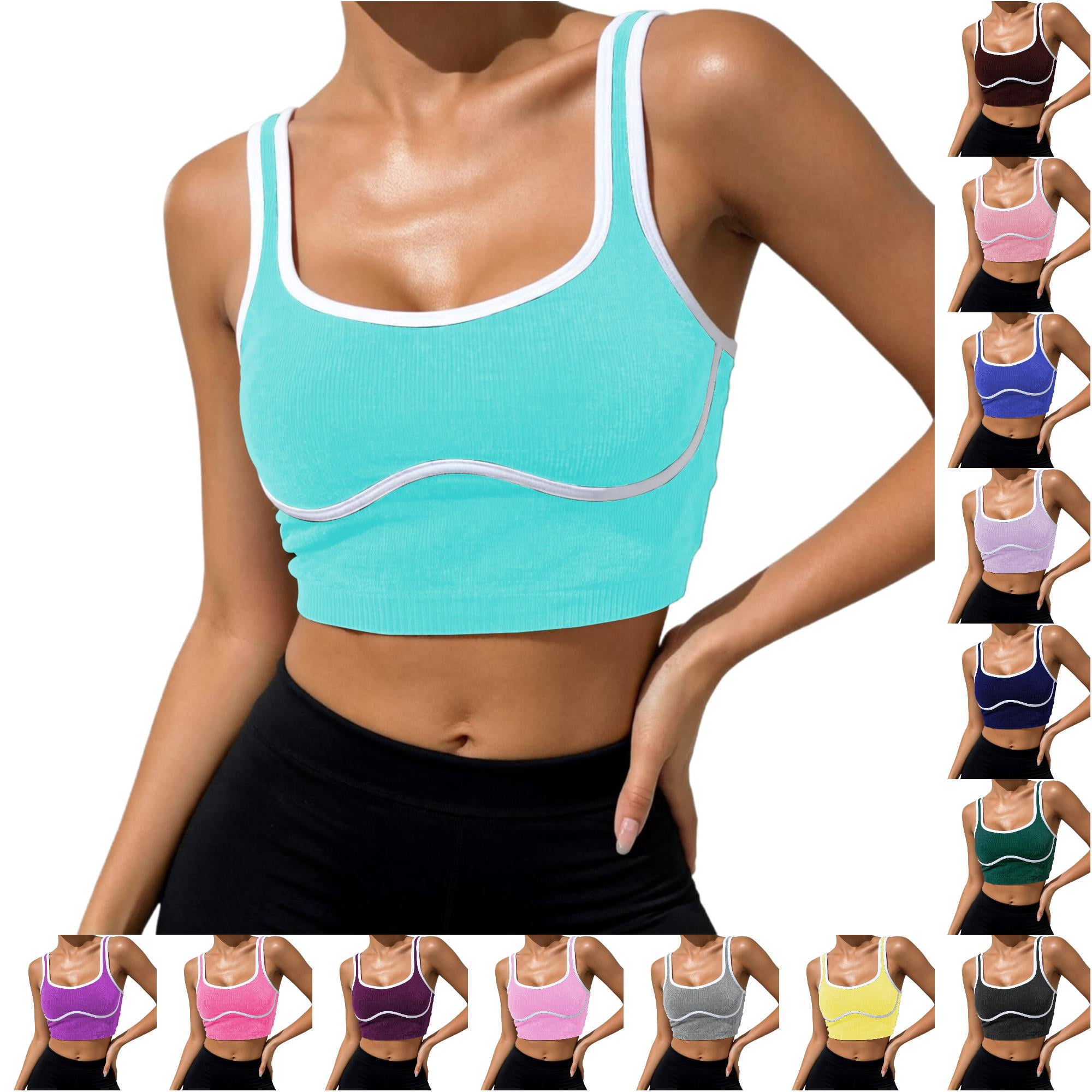 CUSTG Women Solid Color Camis Sleeveless Breathable Wireless Back ...