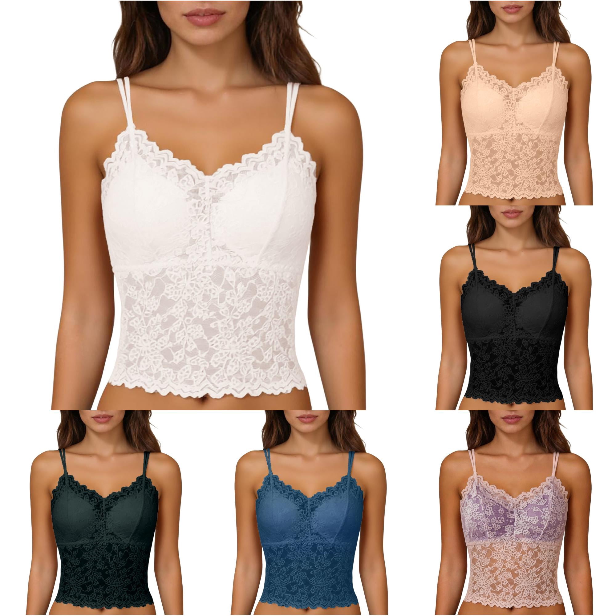 CUSTG Women Solid Color Sleeveless Lace Backless Camisole Removable ...
