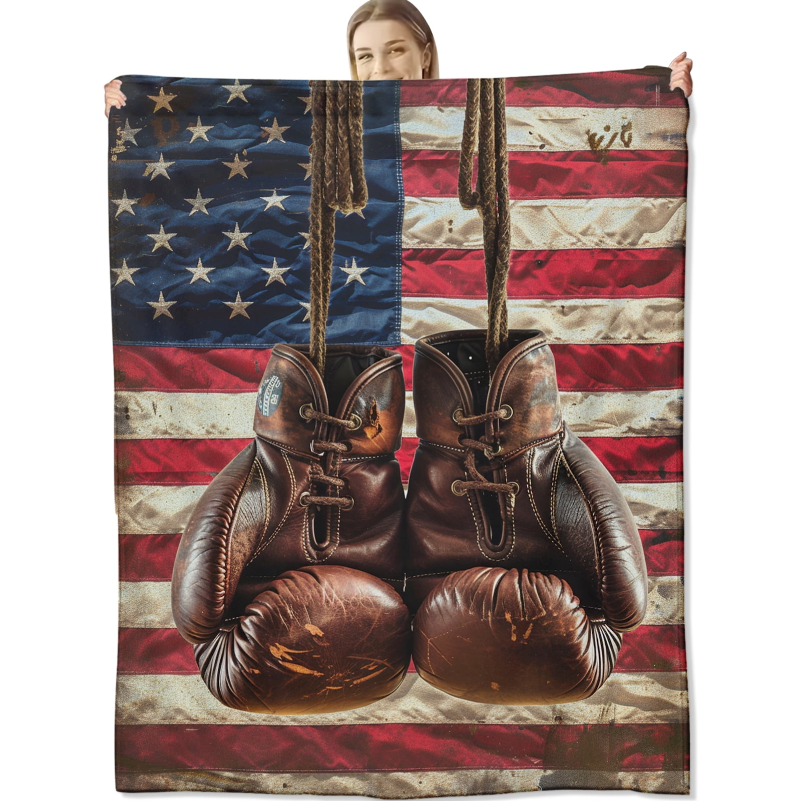 CUSTOM Boxing Blanket Vintage Flannel 50X60 Inch American Flag ...