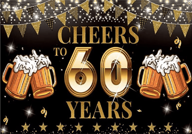 CUSTOM Cheers 60 Years Backdrop Banner Happy 60th Birthday Decor ...